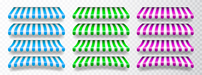 Realistic striped shop sunshade store awning Vector Image
