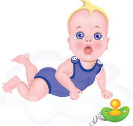 Realistic little baby in yellow suit cartoon Vector Image