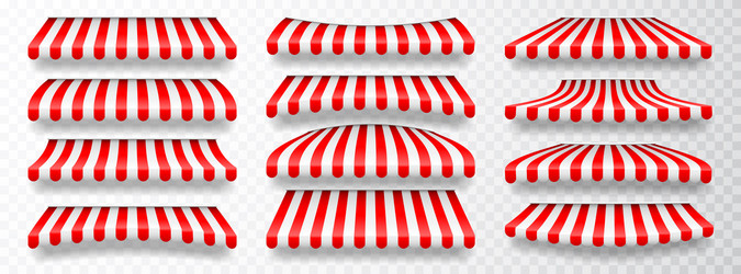 Realistic striped shop sunshade store awning Vector Image