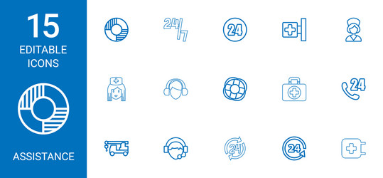 12 assistance icons Royalty Free Vector Image - VectorStock