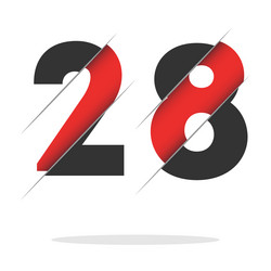 2 number logo design with a creative cut Vector Image