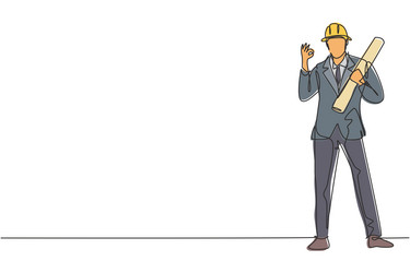 Single one line drawing young male architect Vector Image