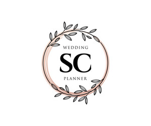 Sc initials letter wedding monogram logos Vector Image
