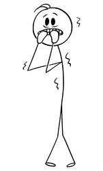 A frightened man fear and terror face close-up Vector Image