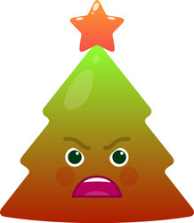 Crying christmas tree isolated emoticon Royalty Free Vector