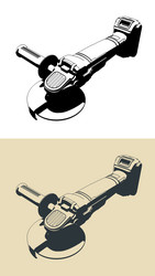 Cordless angle grinder blueprints Royalty Free Vector Image