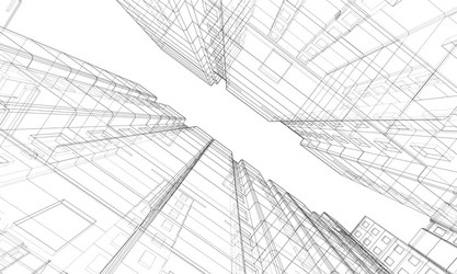 Wire-frame model a multi-storey building Vector Image