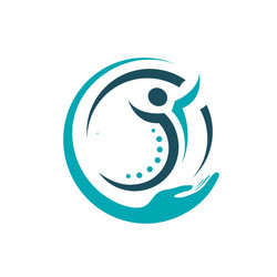 Abstract people logo with hand Royalty Free Vector Image