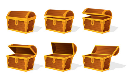 Treasure chest opening animation set Royalty Free Vector