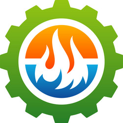 Fire with gear logo flame design template Vector Image