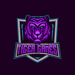 Tiger logo head e-sport mascot design Royalty Free Vector
