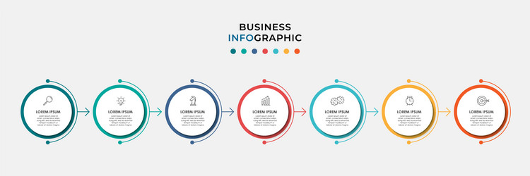 Business infographics presentation with 7 steps Vector Image