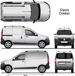 Dacia Dokker Cargo Van 2019 Blueprint Royalty Free Vector