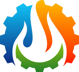 Fire with gear logo flame design template Vector Image