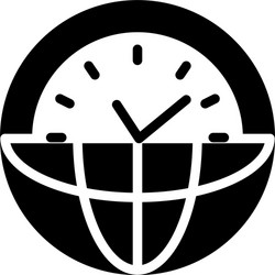 Half clock and global sphere icon line Royalty Free Vector