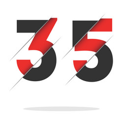 53 5 3 number logo design with a creative cut Vector Image