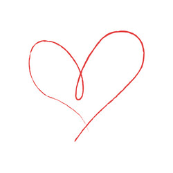 Hand sketch drawing red line heart love doodle Vector Image