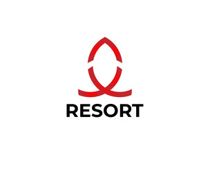 Simple red hotel resort logo design template Vector Image