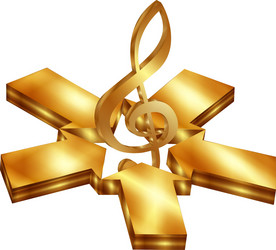 Treble clef in the star of arrows space Royalty Free Vector