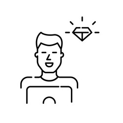 Diamond member premium user icon man at laptop Vector Image