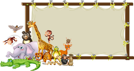 Border template design with cute animals Vector Image