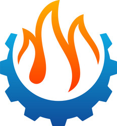 Fire with gear logo flame design template Vector Image