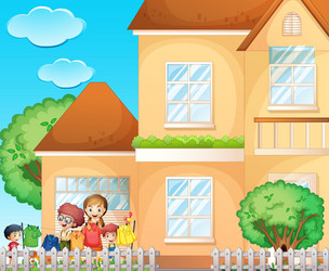 Little kids are going to home Royalty Free Vector Image