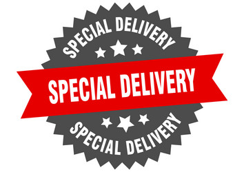 Special delivery label delivery red band Vector Image