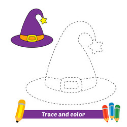 Trace and color for kids hat Royalty Free Vector Image