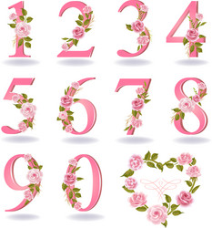 Floral numbers made with tulips Royalty Free Vector Image