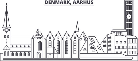 One single line drawing aarhus city skyline Vector Image