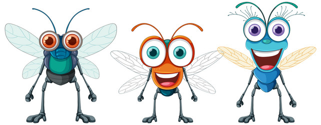 Happy fly cartoon character Royalty Free Vector Image