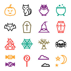Happy halloween icon set in flat design style Vector Image
