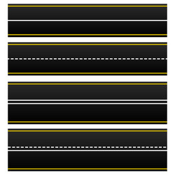 Set of 4 road highway roadway shapes dashed Vector Image