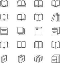 Book thin line icons Royalty Free Vector Image