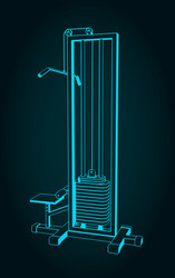 Lat pulldown machine isometric blueprint Vector Image