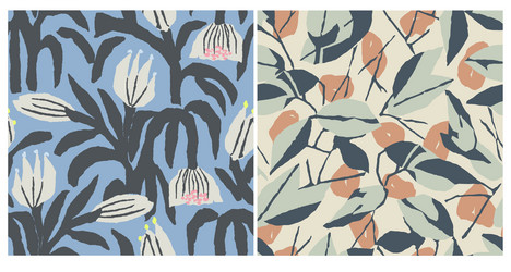 Leaf and nature themed pattern Royalty Free Vector Image