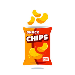 Bag of chips in cute cartoon style Royalty Free Vector Image