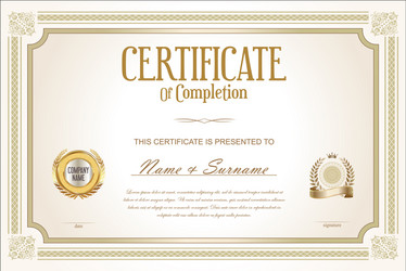 Retro Diploma Certificate - Vintage Style Vector Image
