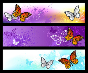 Banner with red butterflies Royalty Free Vector Image