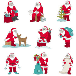 Christmas santa icons set Royalty Free Vector Image
