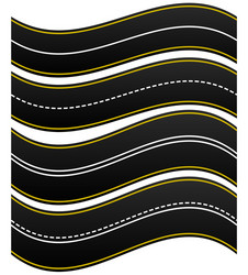 Set of 4 road highway roadway shapes dashed Vector Image