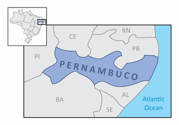Pernambuco state map Royalty Free Vector Image