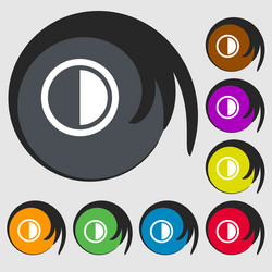 Contrast icon sign symbols on eight colored Vector Image