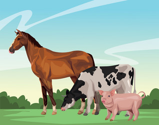 Cow with pig Royalty Free Vector Image - VectorStock