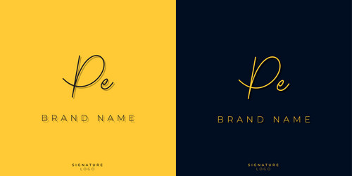Initial letters pe logo design bundle Royalty Free Vector
