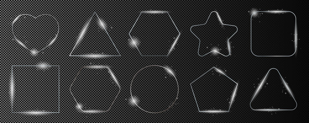 Silver glowing different geometric shape frame Vector Image