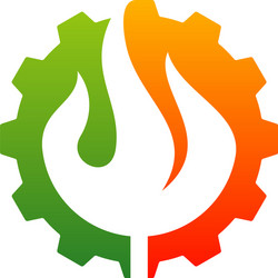 Fire with gear logo flame design template Vector Image