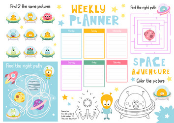 Kids weekly planner template Royalty Free Vector Image