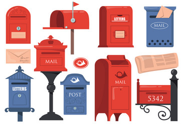 Realistic post mailbox letter banners set Vector Image